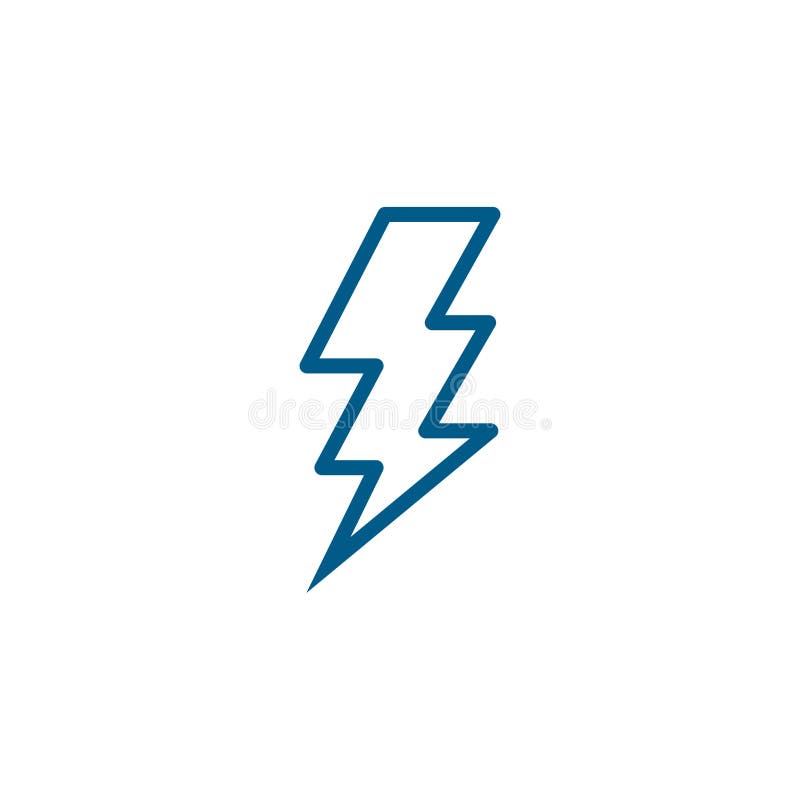 Thunderbolt Line Blue Icon on White Background. Blue Flat Style Vector ...