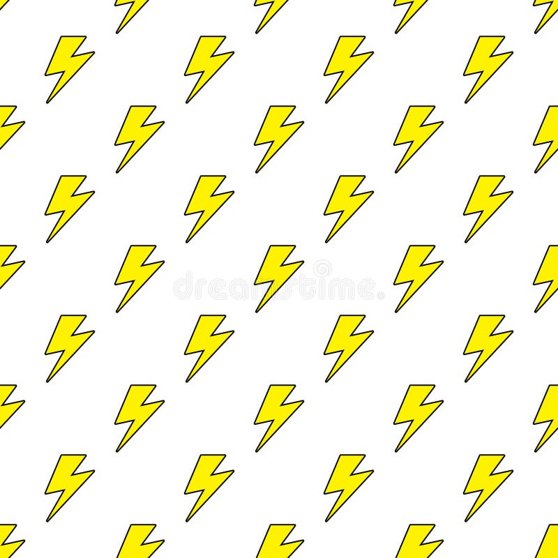 Thunderbolt Seamless Pattern on a White Background. Lightning Bolt ...
