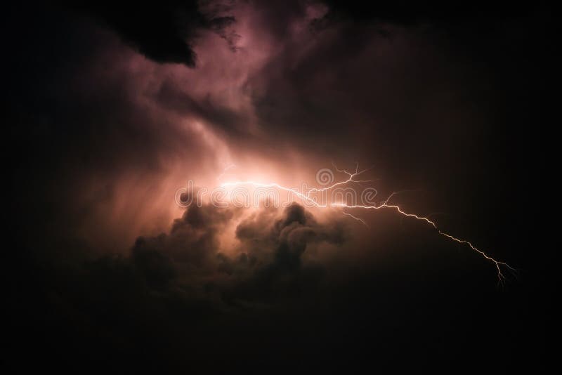 Thunderbolt and Storm - Skyscape Stock Image - Image of cloud, flash ...