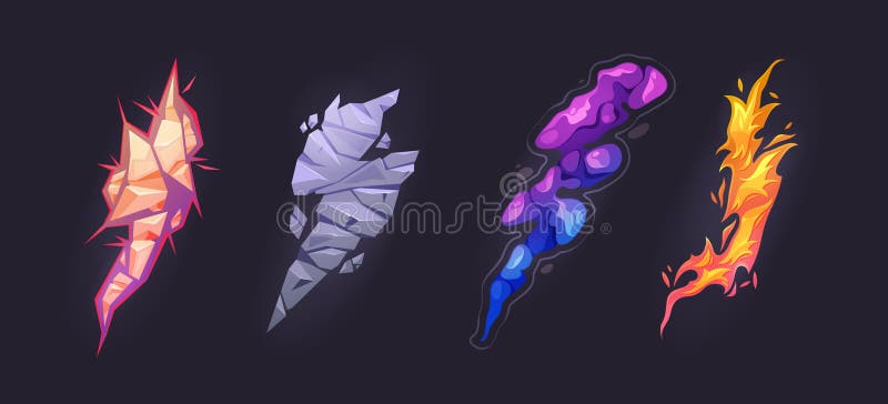 Thunderbolt Strike with Flames and Stone Stock Vector - Illustration of ...