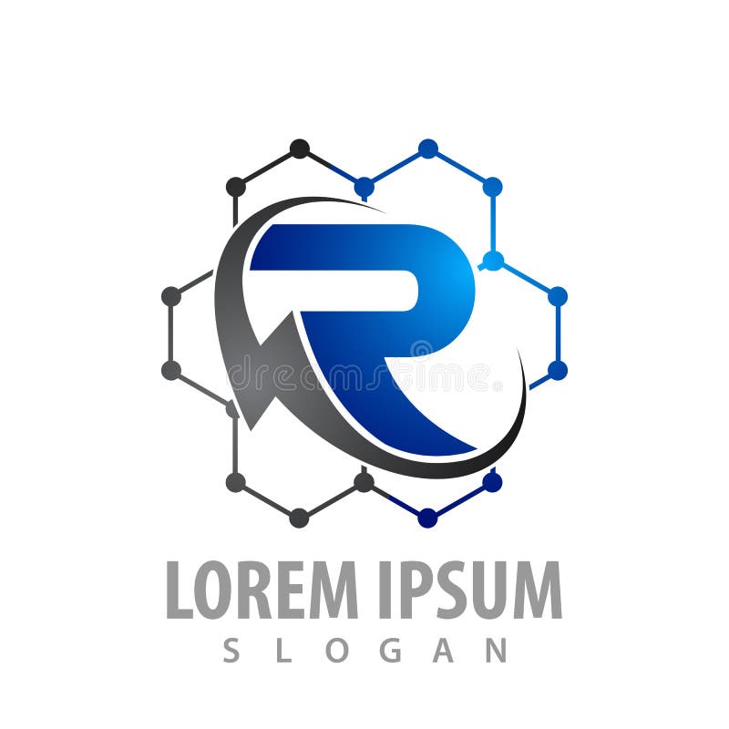 Thunderbolt Tech with Letter R Concept Design. Symbol Graphic Template ...