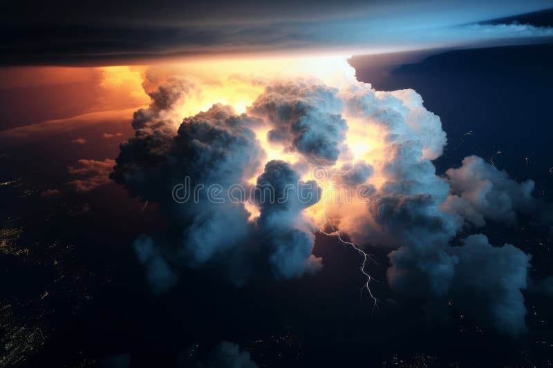 Thundercloud Lightning Energy. Generate AI Stock Illustration ...