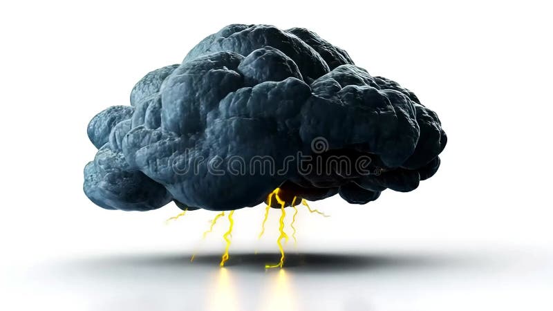 Thundercloud with Lightning Strikes Emanating from Below. Isolated ...