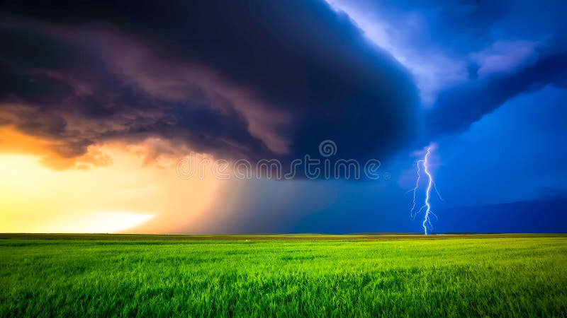 Thundercloud Over a Field - Open Field with Green Grass, Dark ...