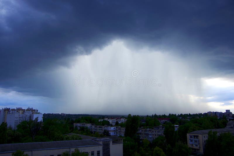 Thundercloud with Rain Over the City Stock Photo - Image of altocumulus ...
