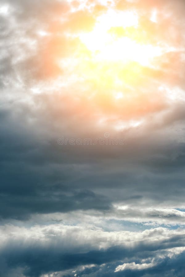 Thunderclouds with Breaking Rays Sun at Sunset Stock Image - Image of ...
