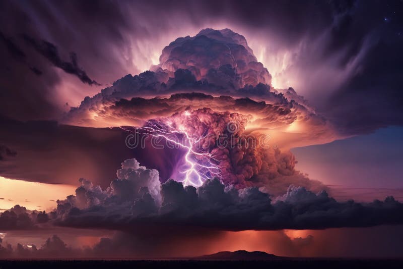 Thunderclouds in the Dark. Lightning Strike Stock Illustration ...