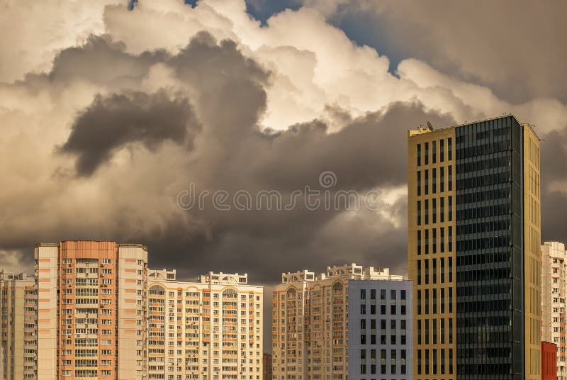 Thunderclouds Over the City Stock Photo - Image of skyline ...