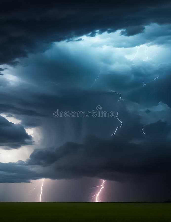 Thunderclouds with Thunderstorm Tornado Countryside Cumulonimbus ...