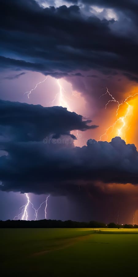Thunderclouds with Thunderstorm Tornado Hurricane Dark Dramatic ...