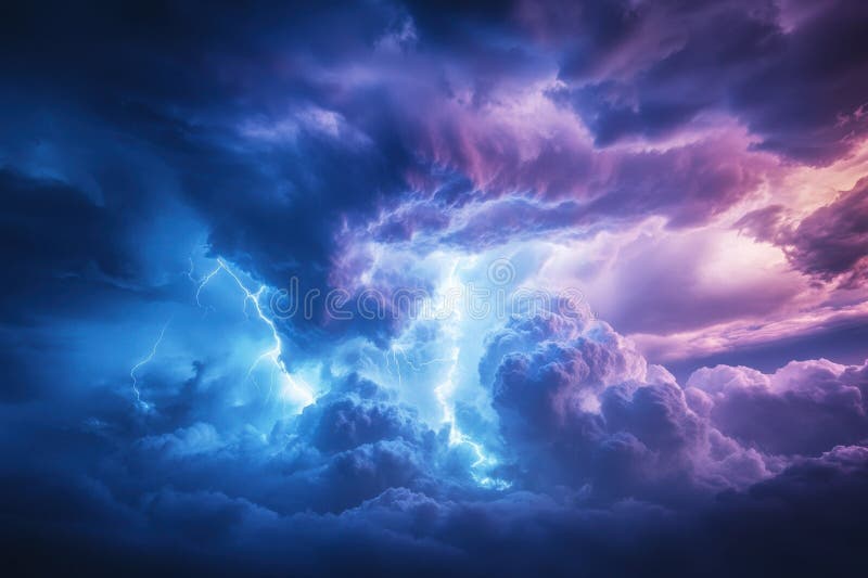 Dramatic Storm Clouds Illuminated by Lightning during Twilight Hours ...