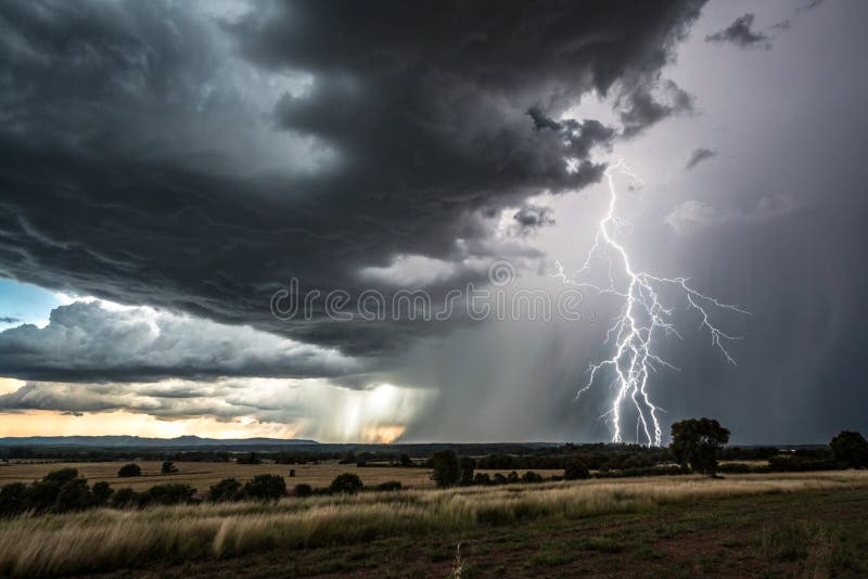 Thunderous Dark Sky with Black Clouds and Lightning Stock Illustration ...