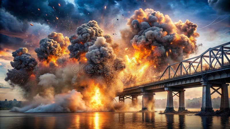 Thunderous Explosion Demolishes a Bridge Causing UHD WALLPAPER AI ...