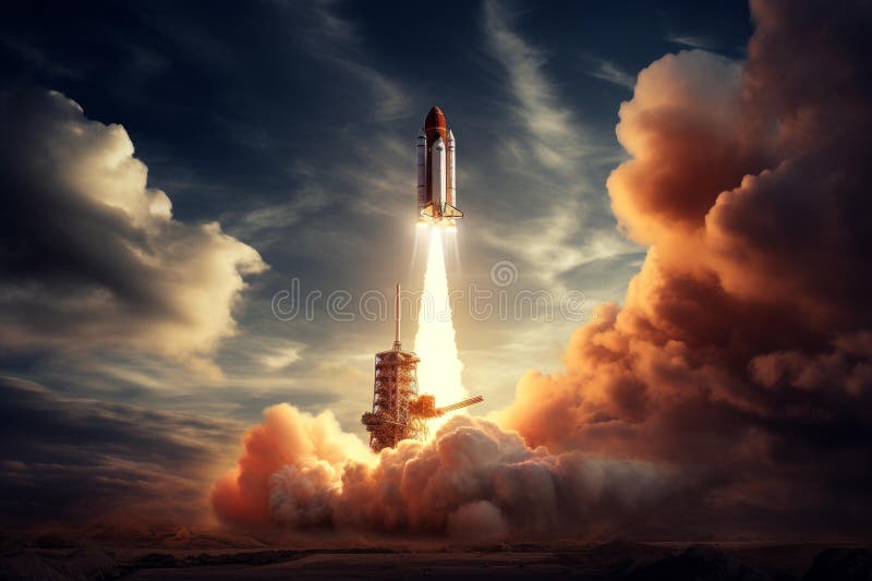 Thunderous Rocket Launch Takeoff Dramatic. Generate Ai Stock Image ...