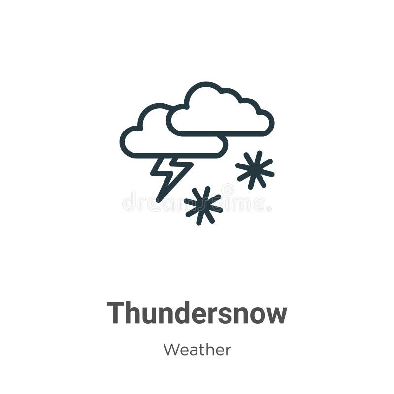 Thundersnow Outline Vector Icon. Thin Line Black Thundersnow Icon, Flat ...