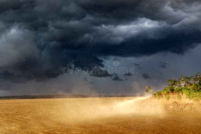 Thunderstorm on the Amazon River - Amazon, Brazil Stock Image - Image ...