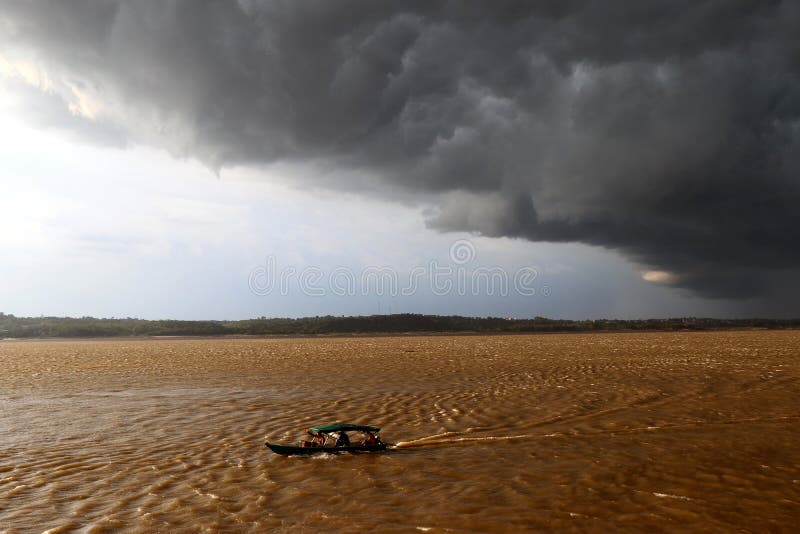 Thunderstorm on the Amazon River - Amazon, Brazil Stock Image - Image ...