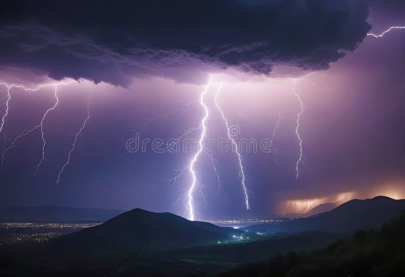 A Thunderstorm with Beautiful Bright Lightning, a Strong Storm with ...