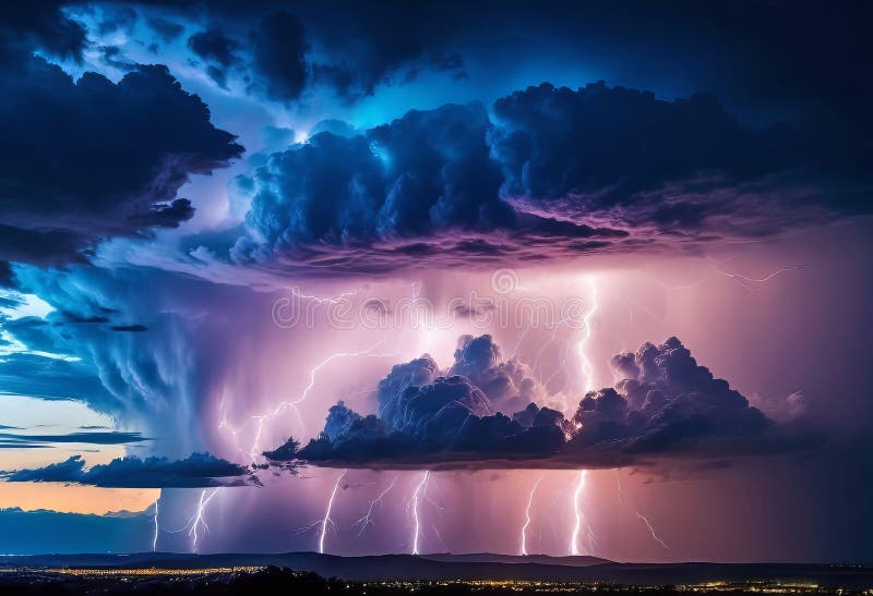 A Thunderstorm with Beautiful Bright Lightning, a Strong Storm with ...