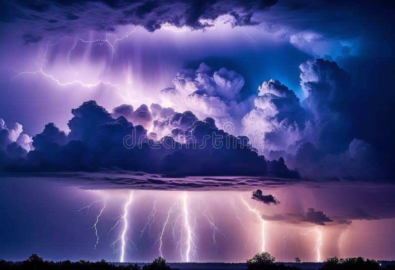 A Thunderstorm with Beautiful Bright Lightning, a Strong Storm with ...
