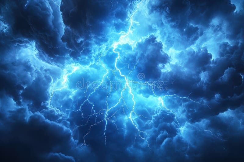 Thunderstorm Brings Dramatic Lightning Display Over Dark Storm Clouds ...