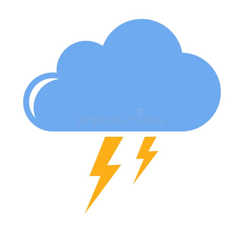 Thunderstorm Cloud with Thunder and Rain Flat Design Weather Icon Stock Vector - Illustration of ...