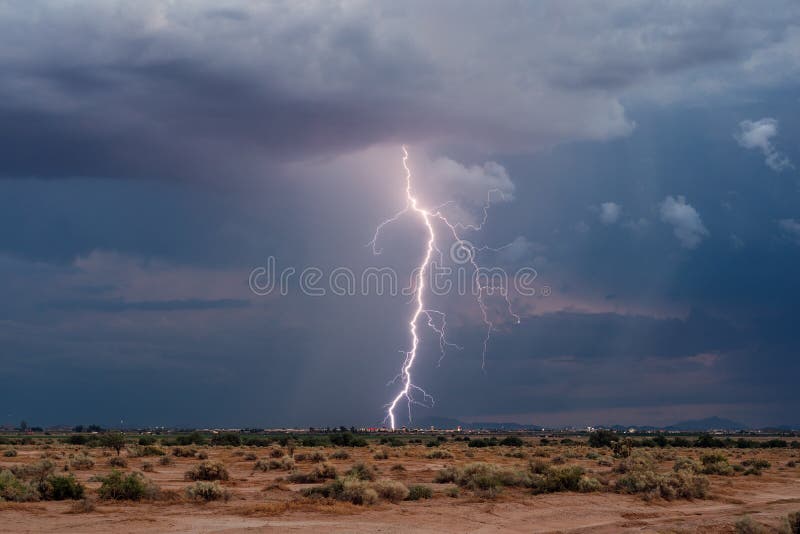 Thunderstorm Lightning Bolt in Arizona Stock Image - Image of thunder ...