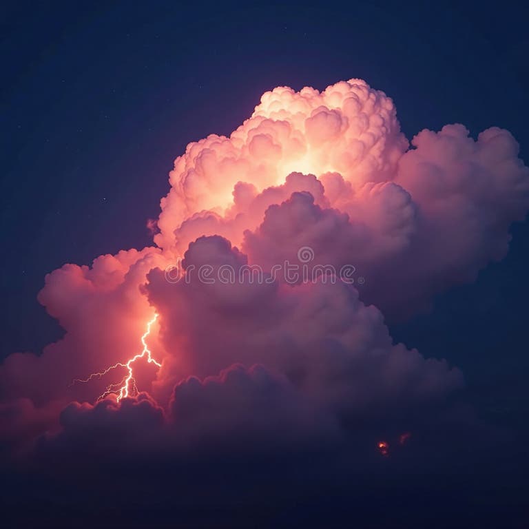 Thunderstorm Clouds Glow with Bright Electricity, Cloud, Sky ...