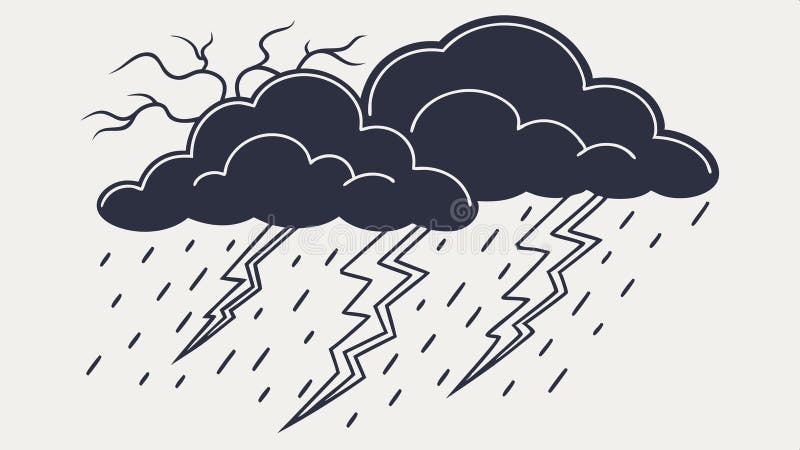 Thunderstorm Clouds Lightning, Storm Weather, Rain and Light, Vector ...