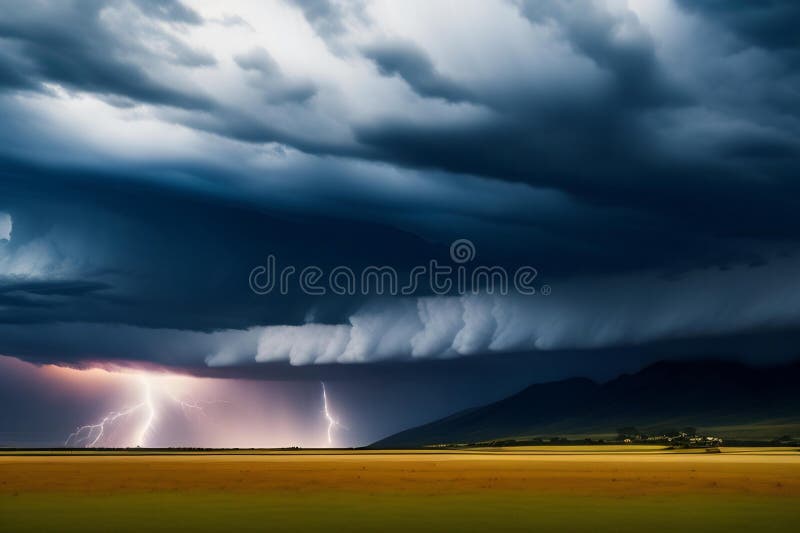 A Thunderstorm is Coming in the Fields of South Africa. the Storm is ...