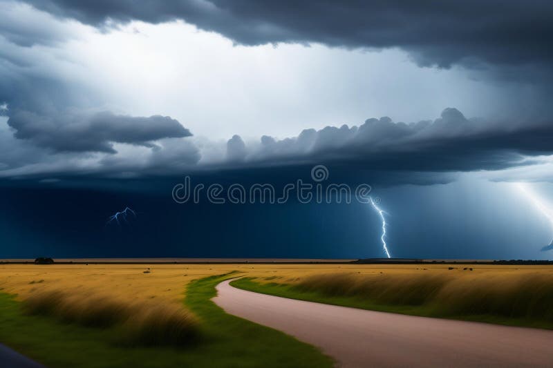 A Thunderstorm is Coming in the Fields of South Africa. the Storm is ...