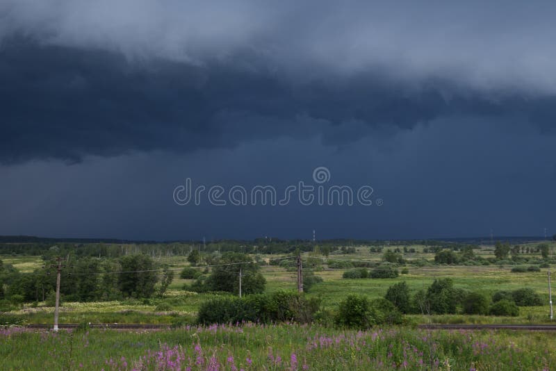 Thunderstorm is coming stock photo. Image of field, moscow - 191906732