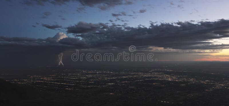 A Thunderstorm at Dusk Over Albuquerque, New Mexico Stock Photo - Image ...