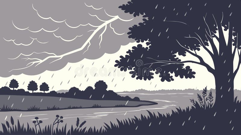 Thunderstorm in Forest, Dramatic Weather and Nature Power with ...