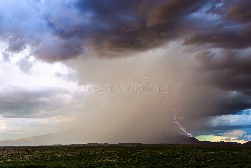Thunderstorm with Heavy Rain and Lightning Stock Photo - Image of dark ...