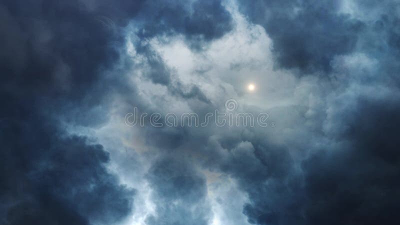 Thunderstorm Inside Dark Clouds and Sun Stock Footage - Video of blue ...