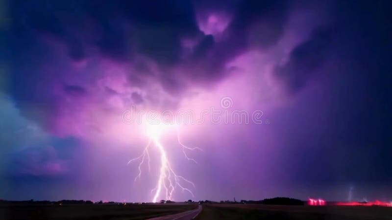 Thunderstorm with Intense Lightning Strikes on Landscape Stock Video ...