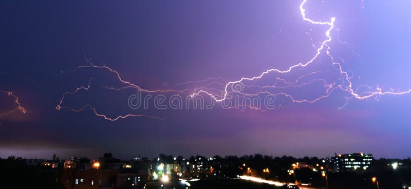 Thunderstorm Light Real Thunder Stock Photo - Image of quail, evening ...
