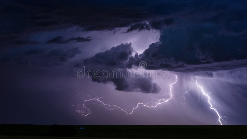 Thunderstorm Lightning Strike at Night Stock Photo - Image of danger ...