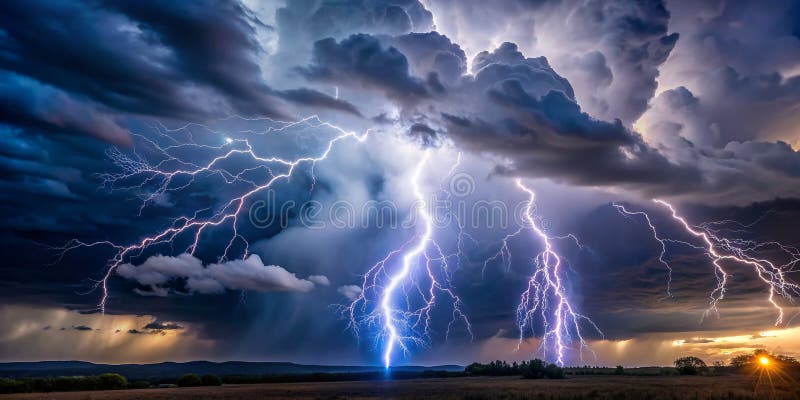 Thunderstorm and Lightning Cell Storm Clouds Creative AI Stock ...