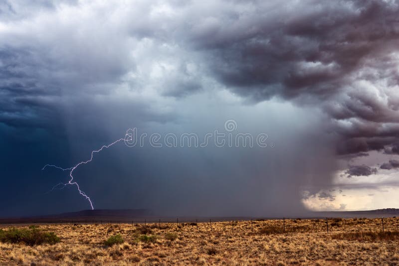 Thunderstorm with Lightning in the Field Stock Image - Image of force ...
