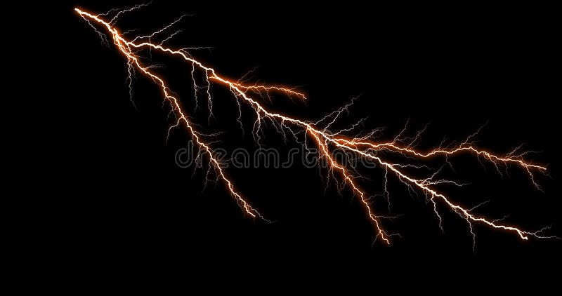 Orange Thunder Light Stock Image on Black Background Stock Image ...