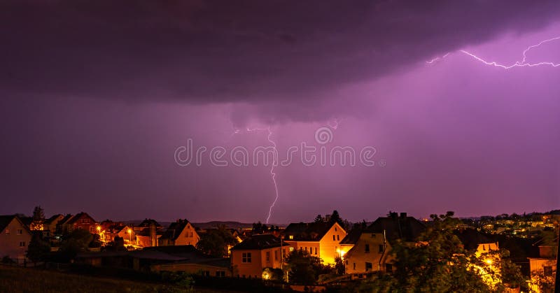 Thunderstorm Lightning in the Night 01 Stock Image - Image of thunder ...