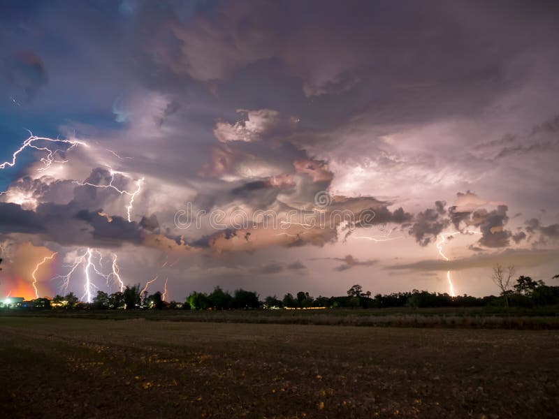 Thunderstorm and Lightning at Night Stock Image - Image of outside ...