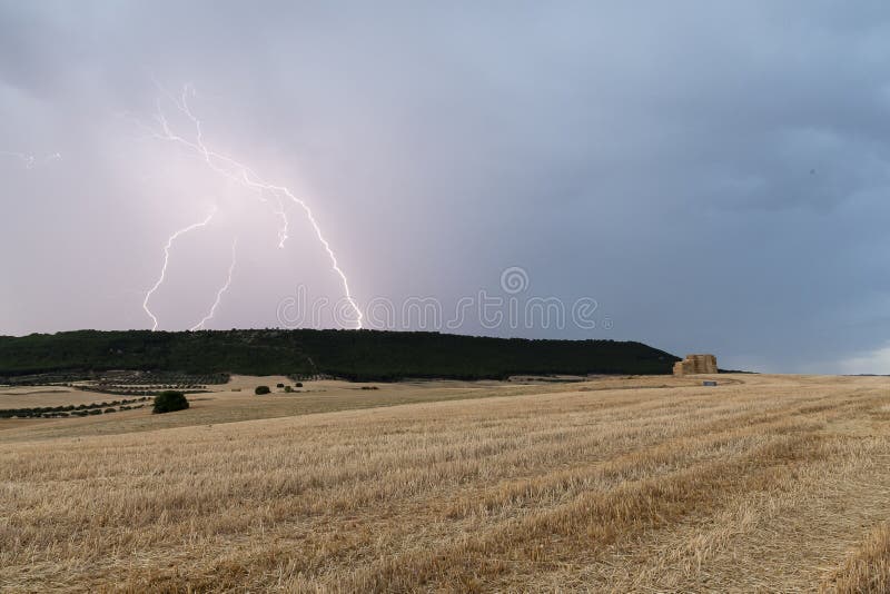Thunderstorm Lightning Over a Mountain Stock Photo - Image of majestic ...