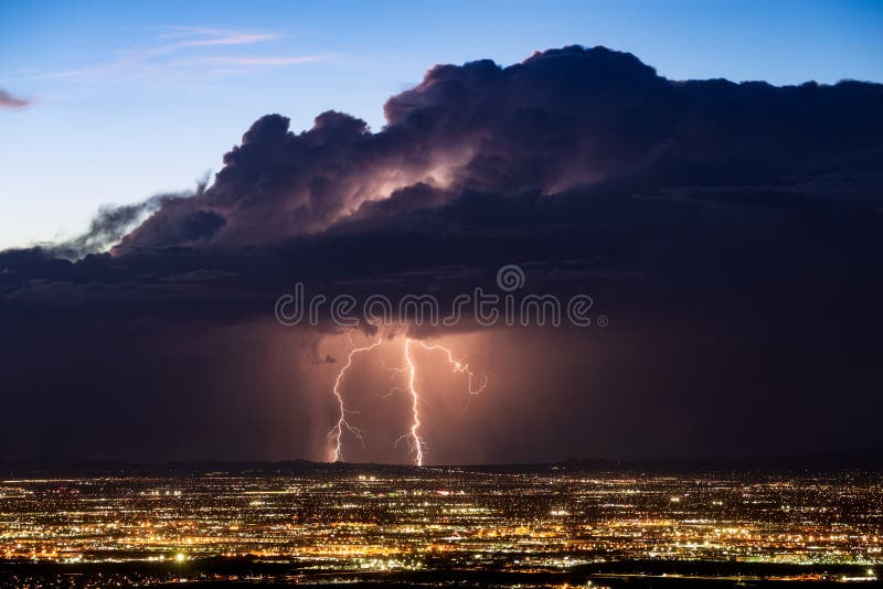 Thunderstorm and Lightning Over Phoenix, Arizona Stock Photo - Image of ...