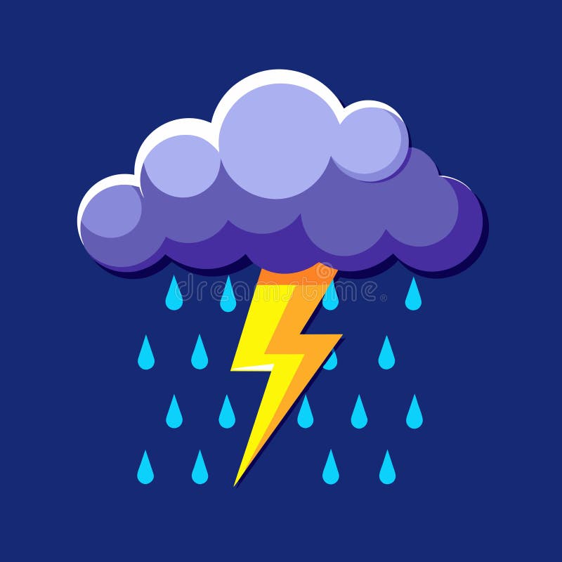 Thunderstorm with Lightning and Rain. Stock Vector - Illustration of ...