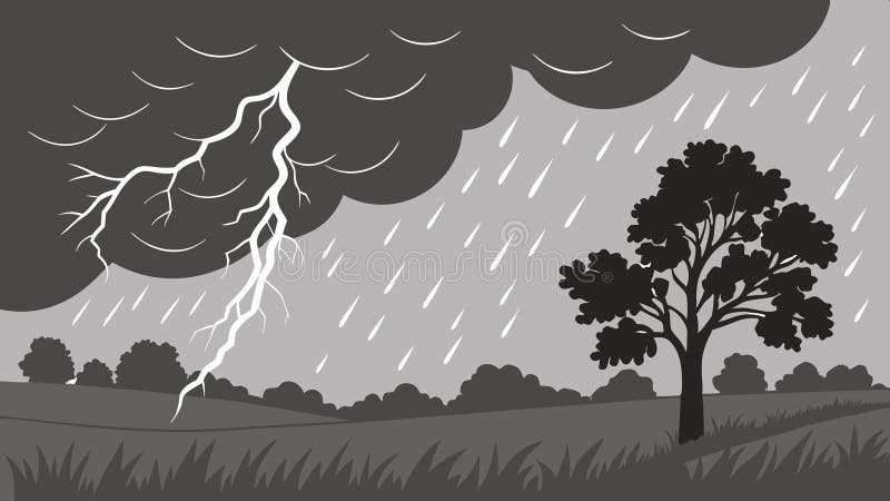 Thunderstorm Lightning Strike, Dramatic Weather Scene with Lightning ...