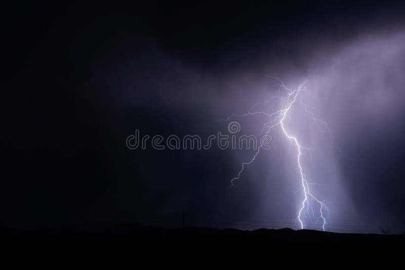 Thunderstorm Lightning Strike at Night Stock Image - Image of nature ...
