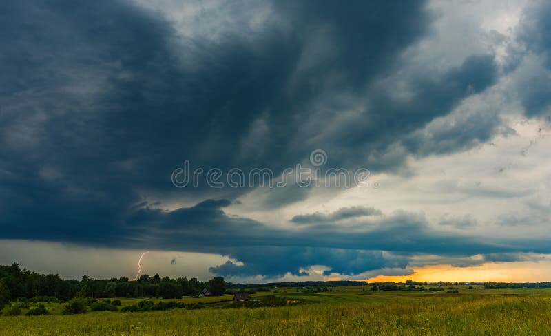Thunderstorm with Lightning Strike, Summer Storm Concept Stock Image ...